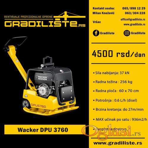 Vibro ploca - Wacker DPU 3760 - izdavanje