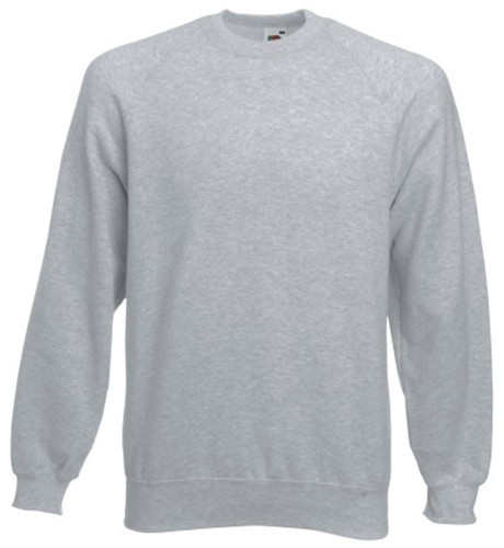 FRUIT OF THE LOOM, CLASSIC RAGLAN SWEAT, KLASIČNI MUŠKI DUKS, PEPELJASTO SIVA, 2XL