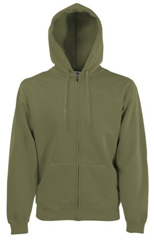FRUIT OF THE LOOM, CLASSIC HOODED SWEAT JACKET, UNISEX DUKS SA KAPULJAČOM I CIBZAROM, MASLINASTO ZELENA , L