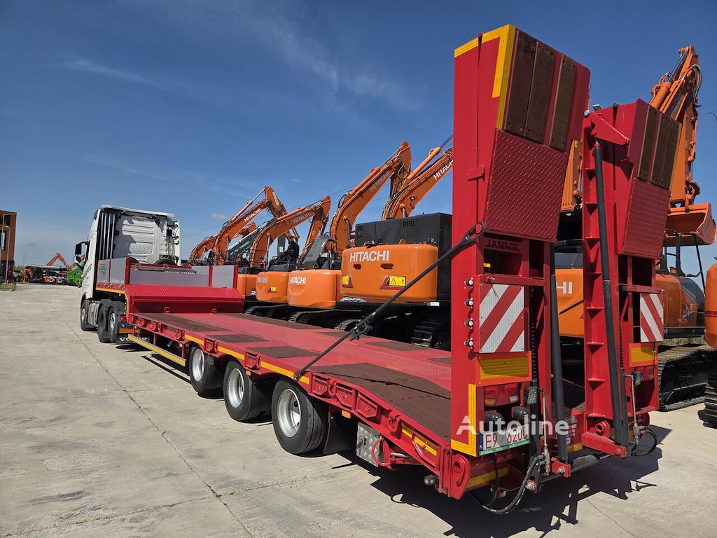 Janmil 3 axe SAF, liftable axe, steering axe, double ramps, wood extens poluprikolica sa niskom platformom