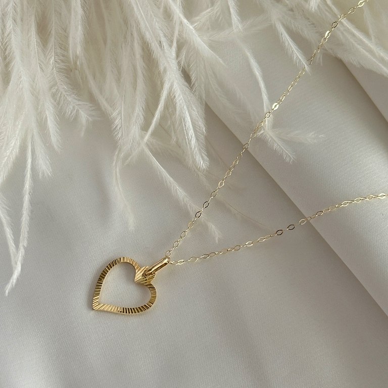 Asimetrično srce, ogrlica od žutog zlata sa dva lica