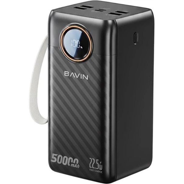 BAVIN Power Bank 50000 mAh 22.5W type C + IOS, crna