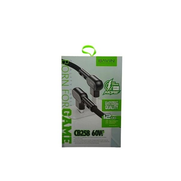 BAVIN kabl CB258CC, 90° 60W, Type C-Type C, 1,2m, bela
