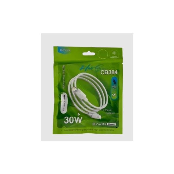 BAVIN kabl CB384PD pleteni 30W, Type C-Lightning, 1m, bela