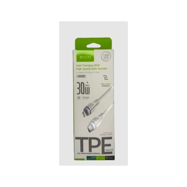 BAVIN kabl CB385-PD 30W, Type C-Type-Lightning , 1m, bela