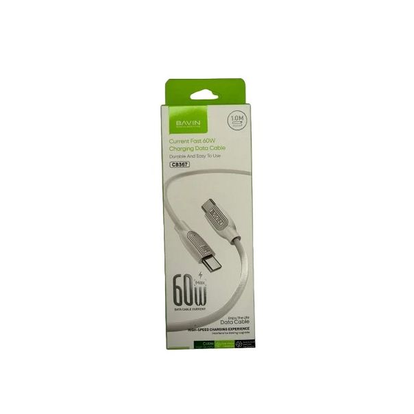 BAVIN kabl CB367, 60W Type C na Type C 1m, bela