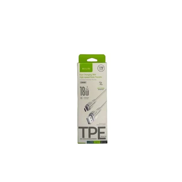BAVIN kabl CB385, 18W 1m type-A na Micro, bela