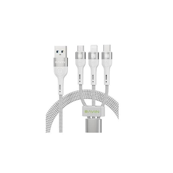 BAVIN Kabl CB365 18W 3 in 1 Micro, type-C, lightning, siva