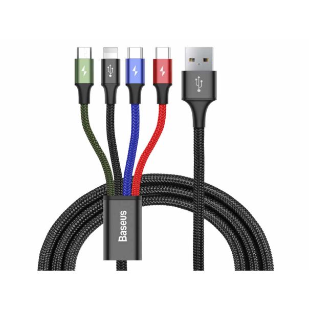BASEUS Kabl Za Brzo Punjenje 4 u1 iP+Type-C+Micro 3.5A 1,2m crna