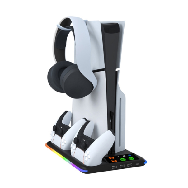 HA8008 EL RGB multifunkcionalni punjač i cooler za PS5 konzolu crni