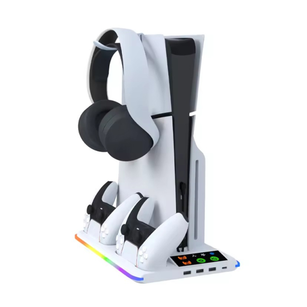 HA8008 EL RGB multifunkcionalni punjač i cooler za PS5 konzolu beli