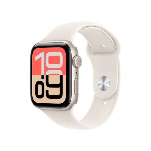 Apple Watch SE 3 Cellular 44mm Starlight Aluminium Case with Starlight Sport Band – S/M, (mepe4rk/a)