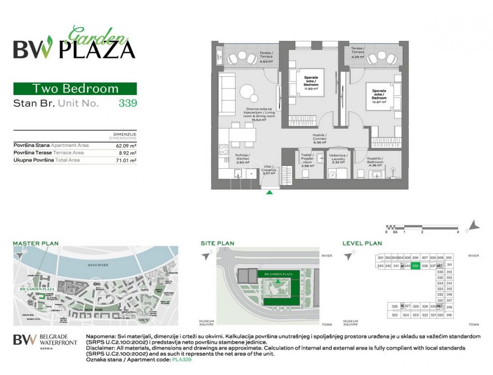 BW Garden Plaza, dve terase, pogled na dvorište ID#4652
307.888 €