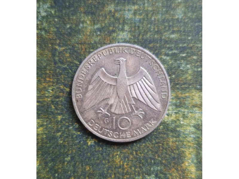 Srebrna Nemačka kovanica od 10 maraka iz 1972. go