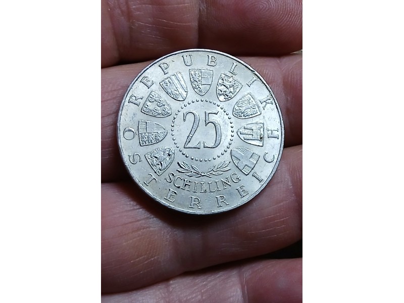 KO 196 - Austrija - 25 šil. 1960 - srebro 13 g - opis -