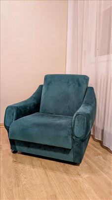 Fotelja od pliša tamno zelena kao nova