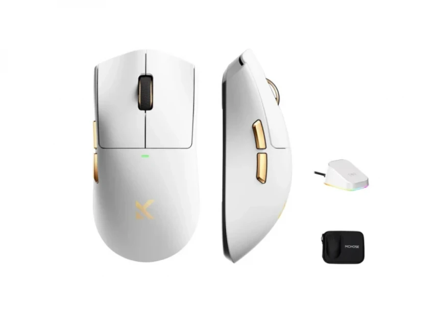 Bežični gaming miš MCHOSE K7 Ultra White God /PAW3950/8KHz pooling/Omron Mechanical