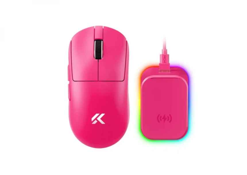 Bežični gaming miš MCHOSE A7 V2 Ultra Plus Rose Red /PAW 3950/8K Hz/Omron Mechanical