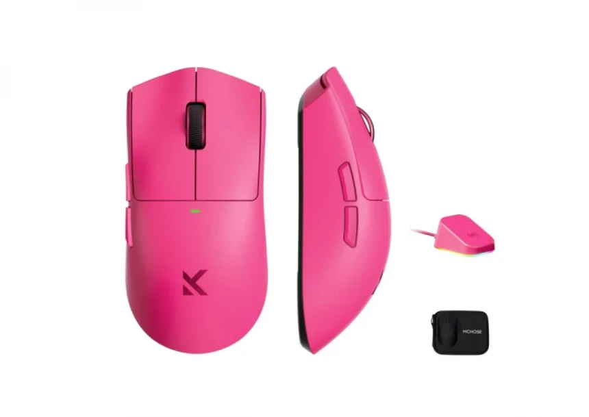 Bežični gaming miš MCHOSE K7 Ultra Rose Red /PAW 3950/8K Hz/Omron Mechanical