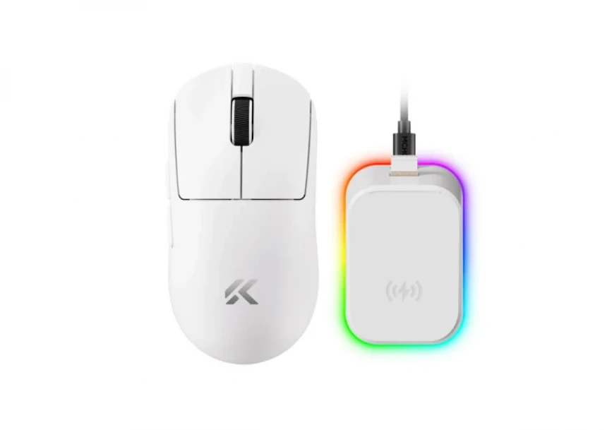 Bežični gaming miš MCHOSE A7 V2 Ultra Plus White /PAW 3950/8K Hz/Omron Mechanical