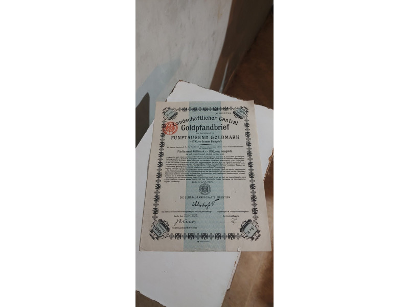 PREDRATNA OBVEZNICA 5000 GOLDMARK GERMANY ORIGINAL