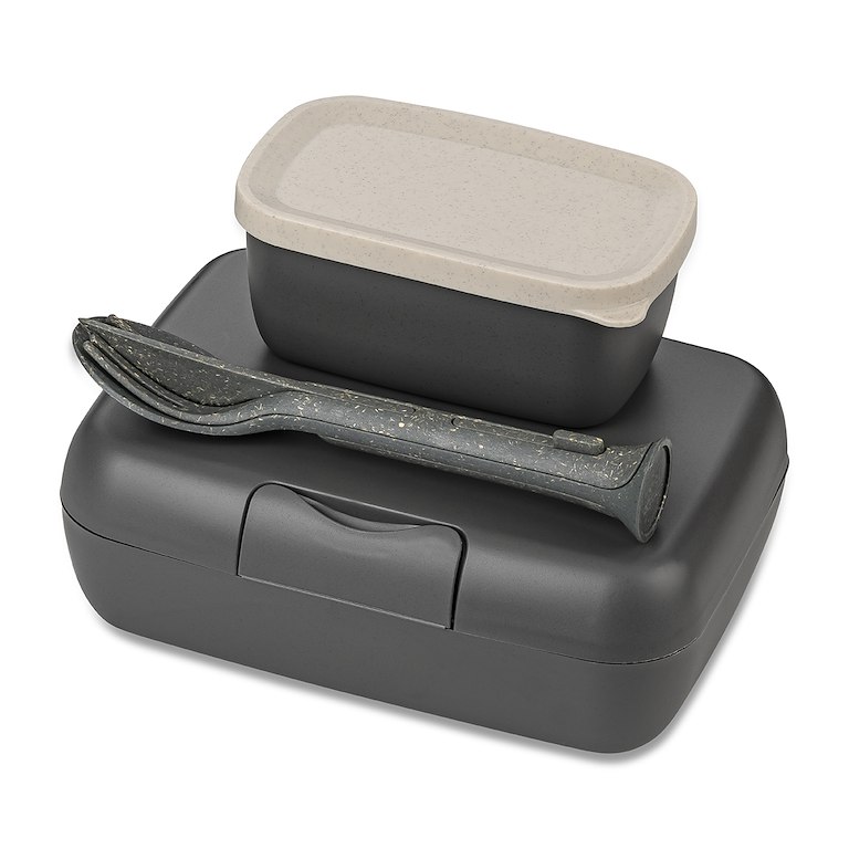 KUTIJA ZA RUČAK+set pribora za jelo – CANDY READY Lunch Box-Set + Cutlery-Set nature ash grey