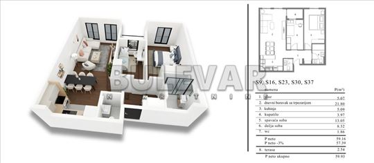 Novogradnja u blizini Knjaževačke, 2.5, 59.93 m2