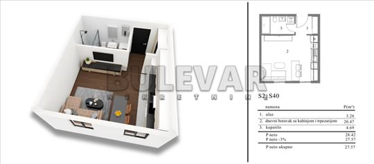 Novogradnja u blizini Knjaževačke, garsonjera, 27