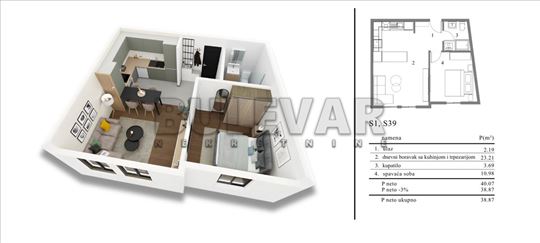 Novogradnja u blizini Knjaževačke, 1.5, 38.87 m2