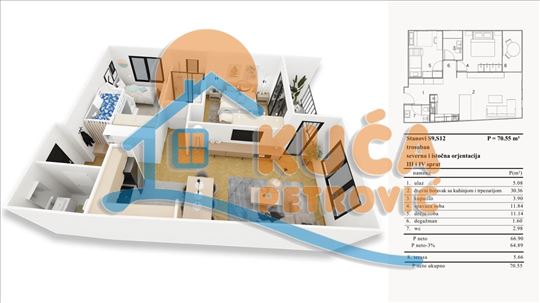 Novogradnja u blizini Doma zdravlja 2.5, 70.55 m2