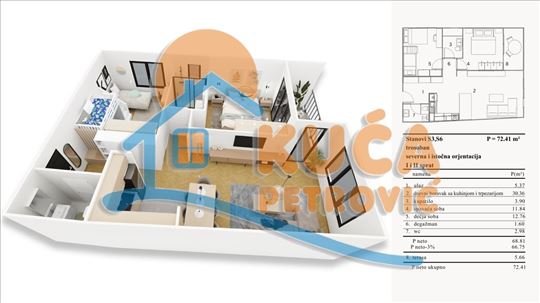 Novogradnja u blizini Doma zdravlja 2.5, 72.41 m2