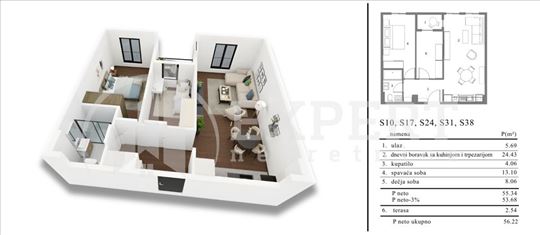Novogradnja u blizini Knjaževačke, 2.5, 56.22 m2