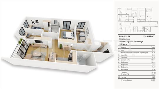 Novogradnja u blizini Doma zdravlja 4.5, 86.19 m2