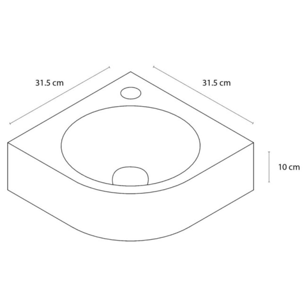 Lavabo keramički ugaoni cleo 31.5×31.5×10 cm tamno sivi kompaktni