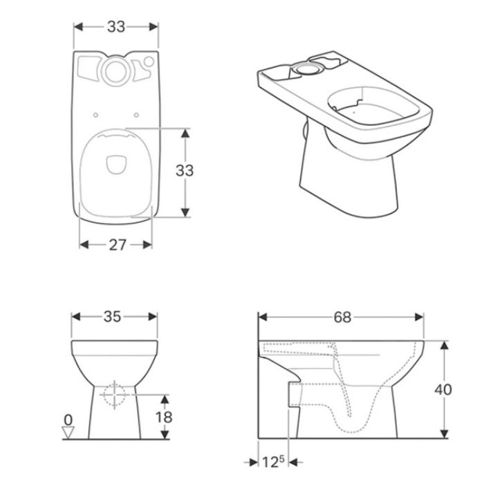 Wc šolja geberit za monoblok baltik selnova square rimfree