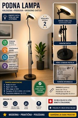 Podna lampa br.2, halogena, podesiva, uvoz CH