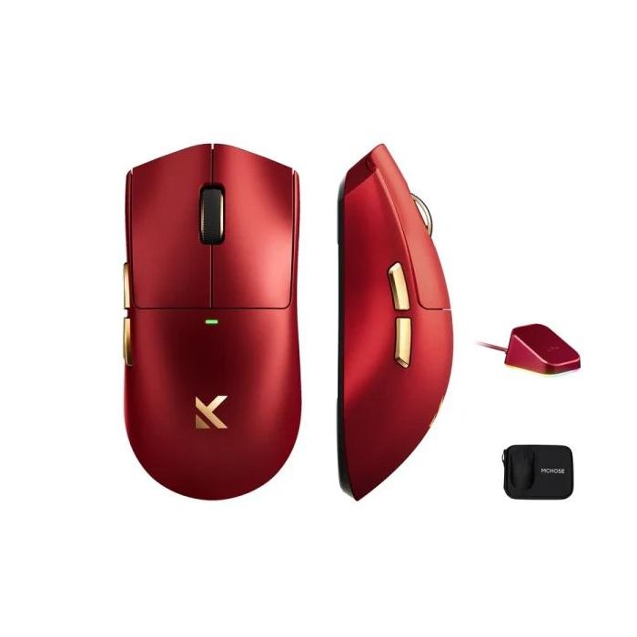 Bežični gaming miš MCHOSE K7 Ultra Iron Red /PAW 3950/8K Hz/Omron Mechanical