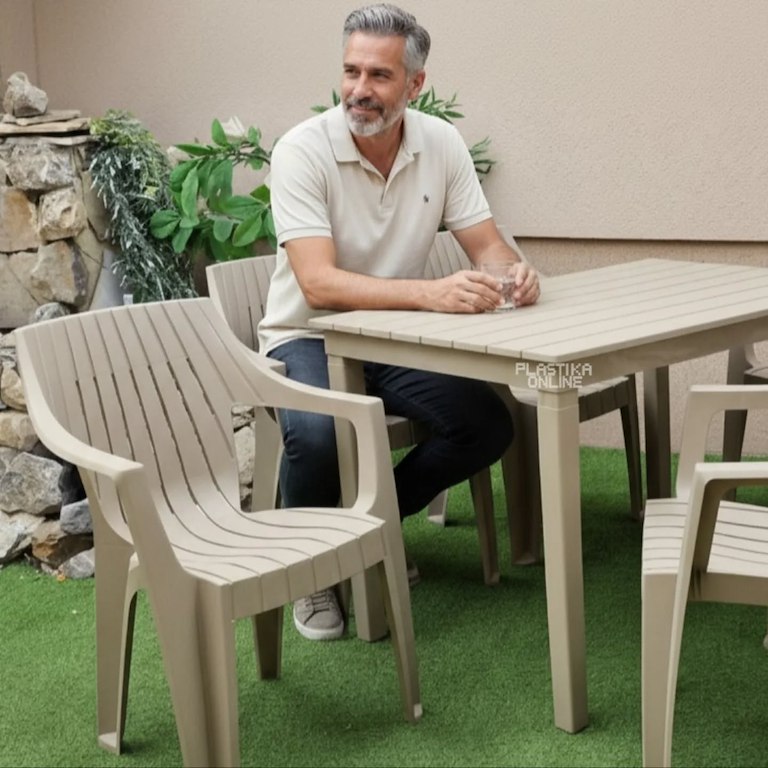 Baštenska garnitura KAPRI kapućino (sto Kapri 120x77cm i 6 stolica Modena)