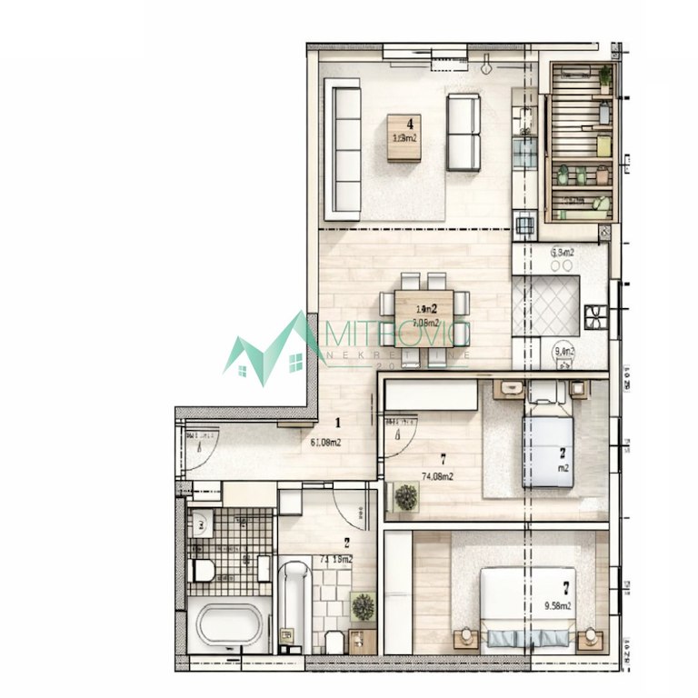 Novi Sad, Telep – Dvoiposoban stan u izgradnji sa povratom PDV – 60m2.