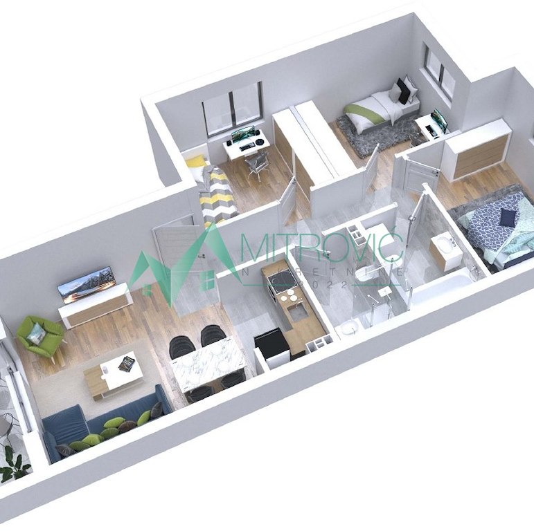 Sremska Kamenica, Popovica – Troiposoban stan 66 m2 + pripadajući parking!.