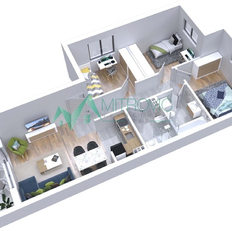 Sremska Kamenica, Popovica – Troiposoban stan 71 m2 + pripadajući parking!.