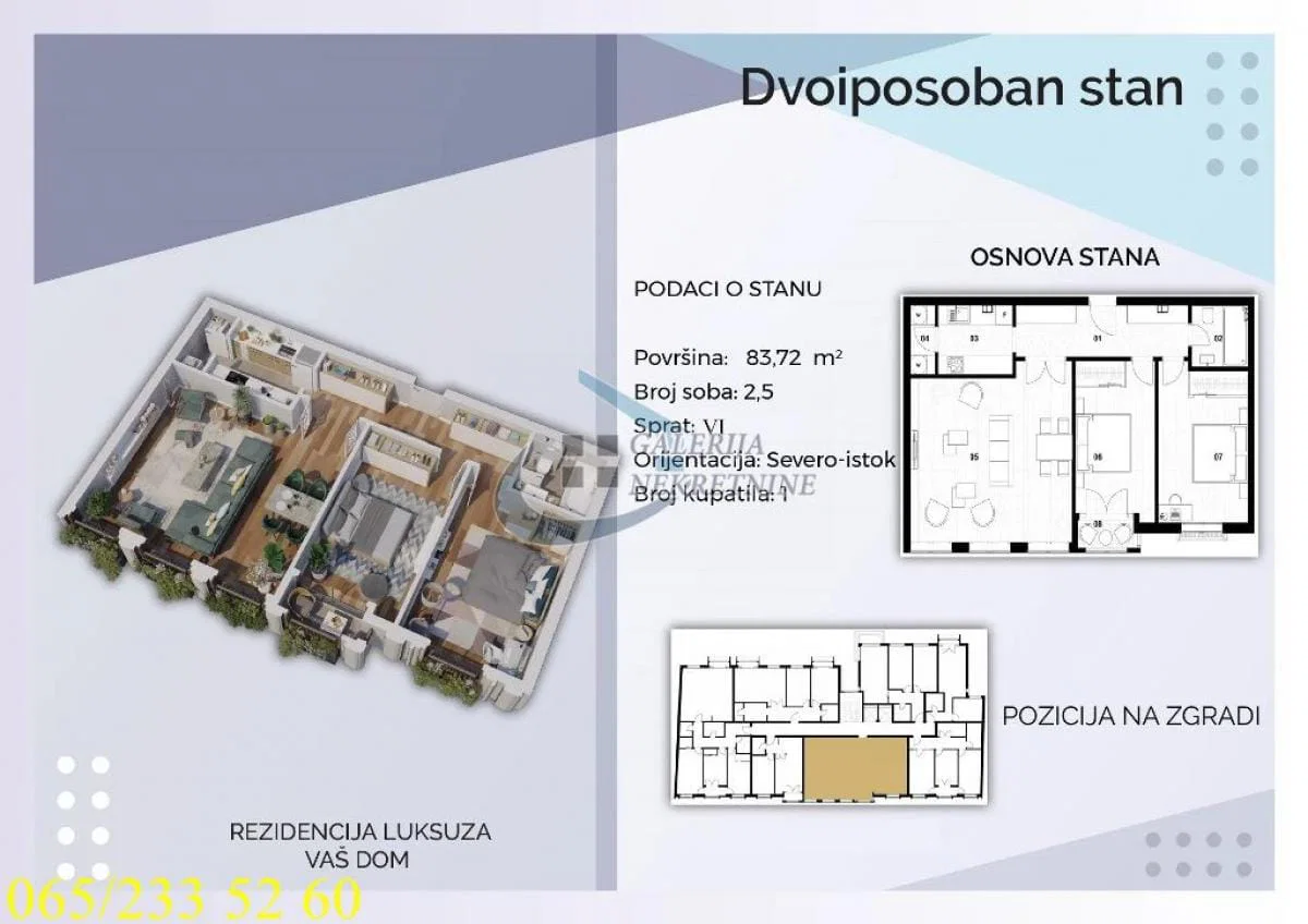 Dvoiposoban stan na prodaju, Dimitrija Tucovića, Beograd, 84m², 319.000 €