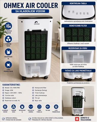 Ohmex Air Cooler, rashladni uređaj sa vodom, 4L