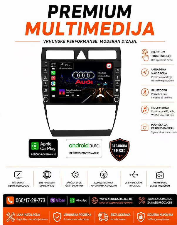 AUDI A6 ANDROID,CAR PLAY MULTIMEDIJA NAVIGACIJA TOUCH SCREEN 10 INCA