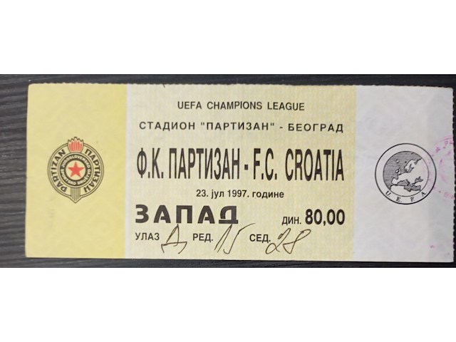 FUDBAL: PARTIZAN - CROATIA 23.07.1997