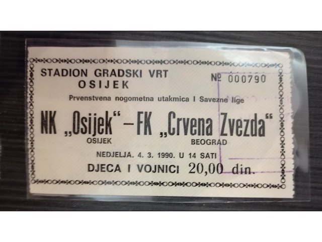 FUDBAL: OSIJEK - CRVENA ZVEZDA 04.03.1990