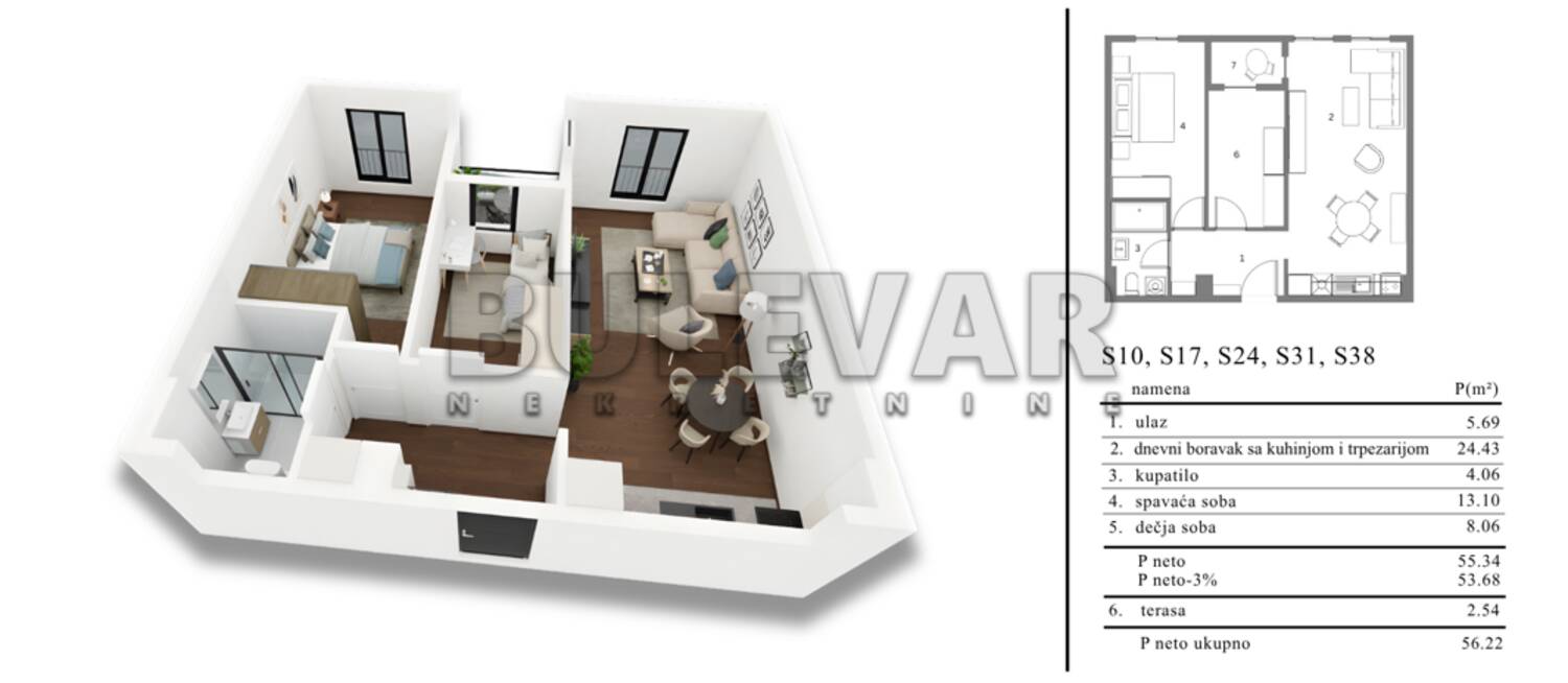 Dvoiposoban stan, Niš - Pantelej(Niš) | Prodaja · 56m² · 120.900€