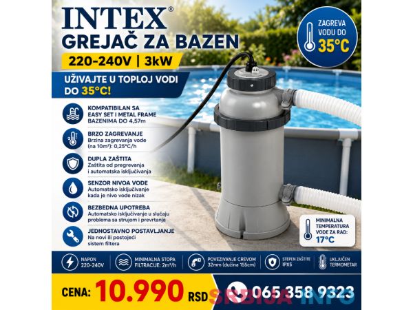 Intex električni grejač za bazen 3kw - Topla voda do 35oC