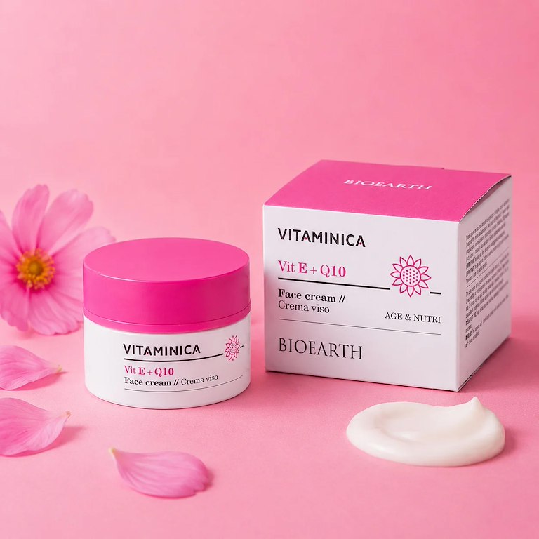 BIOEARTH Krema za lice vitamin E + Q10 50 ml - VITAMINICA linija