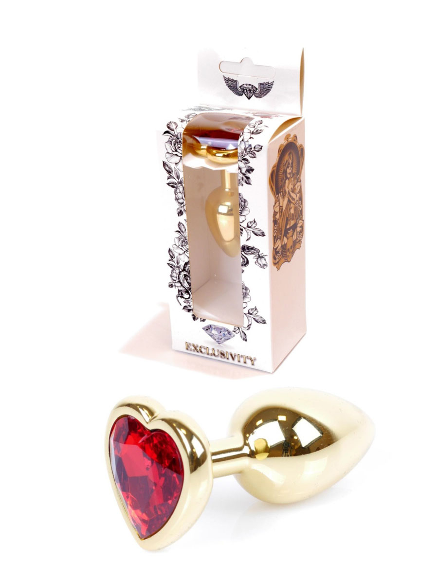 Jewellery Gold Heart PLUG- Red